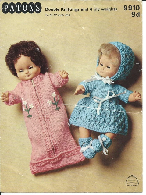 DOLLS KNITTING PATTERN vintage Patons DK and 4 ply £1.50 - PicClick UK