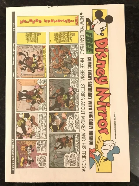 DISNEY MIRROR ISSUE 46 -Comic Cartoon-Daily Mirror 1991 Mickey Mouse Vintage VGC EUR 2,33 ...