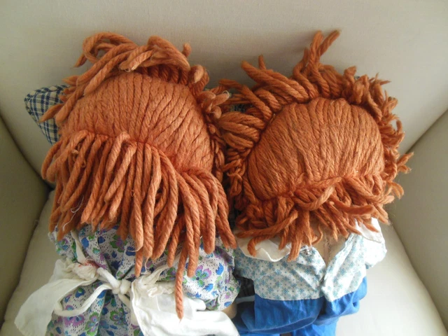 VTG. PAIR GEORGENE 1946 Silsby Raggedy Ann/Andy Dolls~Rosey Cheeks/Orig ...