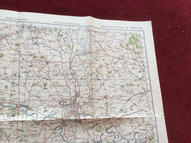 WW2 1943 BRITISH Military Map Darlington, Barnard Castle - Home Guard ...