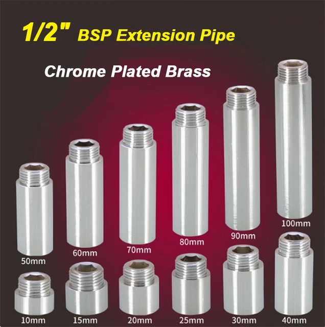 1/2& BSP EXTENSION Pipe Female x Male Chrome Plated Brass Length 10mm ...