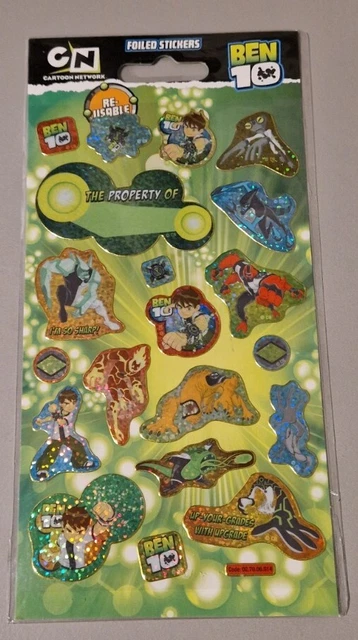 RARE BEN 10 Foil Sticker Sheet Omnitrix Watch Stickers Cartoon Network ...