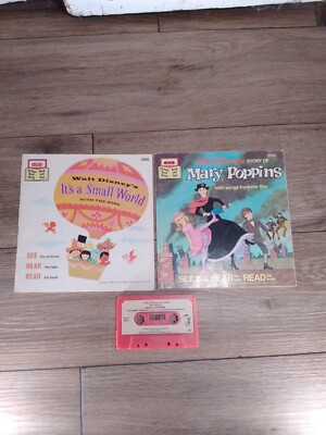 VTG DISNEY IT'S a Small World & Mary Poppins Read Along Book with ...