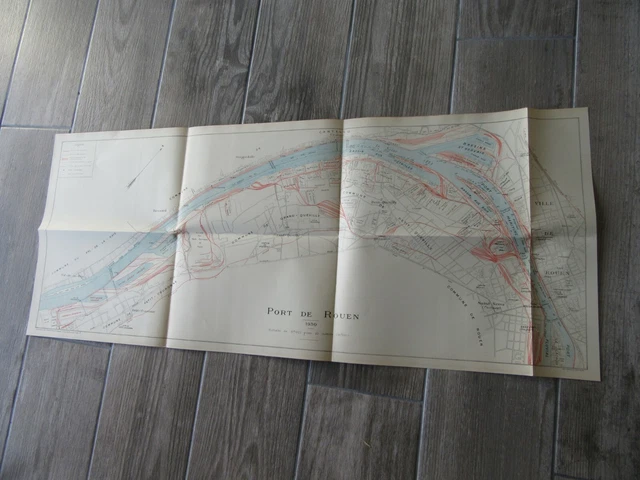GRANDE CARTE PLAN Du Port De Rouen 1930 £76.95 - PicClick UK
