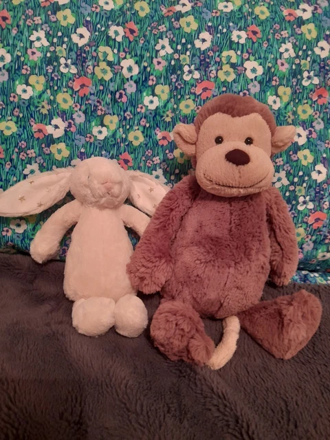 JELLYCAT MEDIUM BASHFUL Monkey & Small Twinkle Bunny VGC £47.50 ...