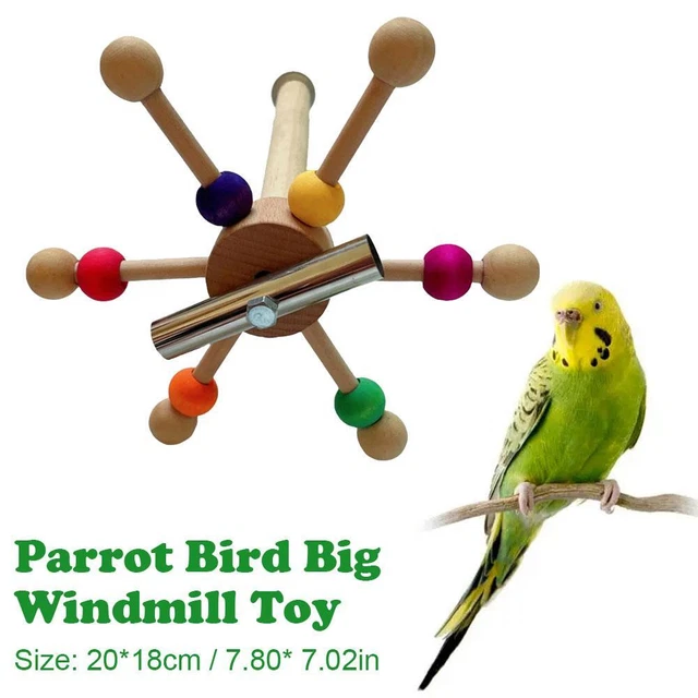 PARROT TOY WITH Rotating Balls Wood Interactive Bird Stand Parrot ...