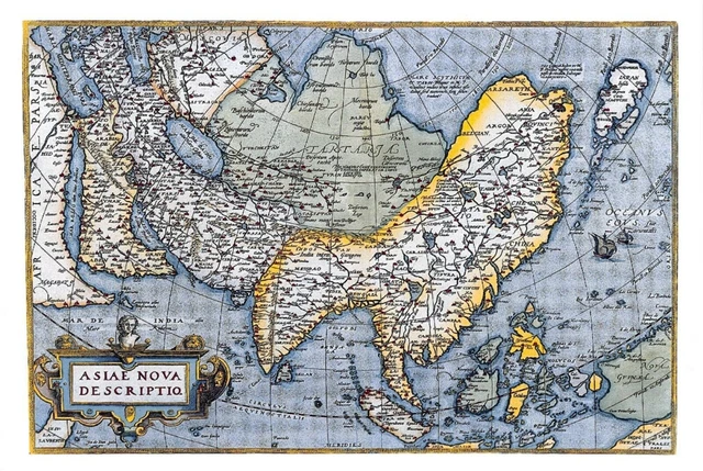 MAPPA CARTOLINA, ASIAE Nova Descrizione, Colorato Mappa Di Asia 26S EUR ...