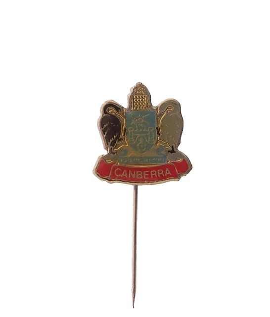 VINTAGE CANBERRA COAT Of Arms Souvenir Metal Lapel Stick Pin Hat Badge ...
