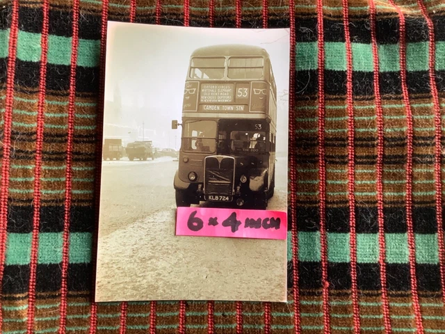 LONDON BUS PHOTO B/W. RT1602 (P) KLB724 Route 53 Whitehall 2/51 1/54 ...