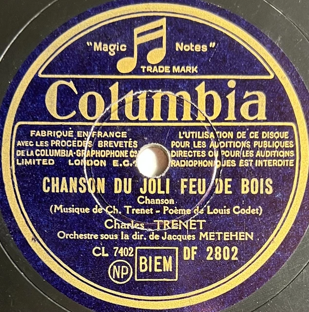 CHARLES TRENET : Papa pique / Chanson du joli... 78 tours RPM COLUMBIA ...