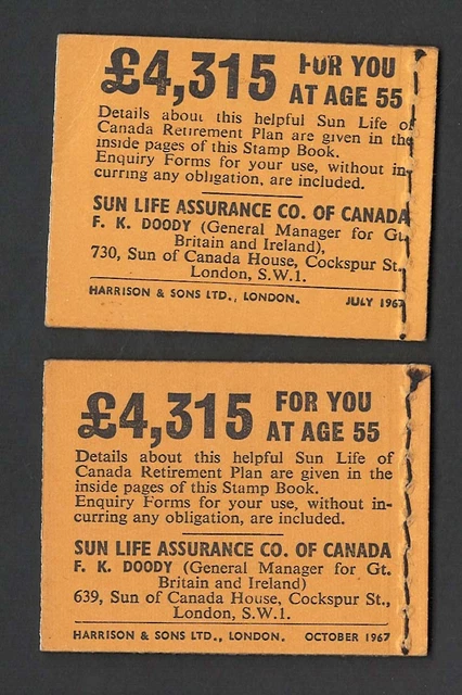 GB BOOKLETS N29p 2s phos July 67 damaged type in FOR variety also N30p ...