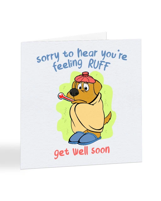 GET WELL SOON Card - Sorry To Hear You're Feeling Ruff Dog Lover Joke ...