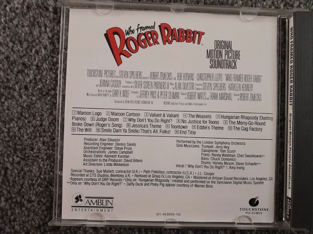 WHO FRAMED ROGER Rabbit Original Movie Soundtrack CD (Alan Silvestri) £ ...