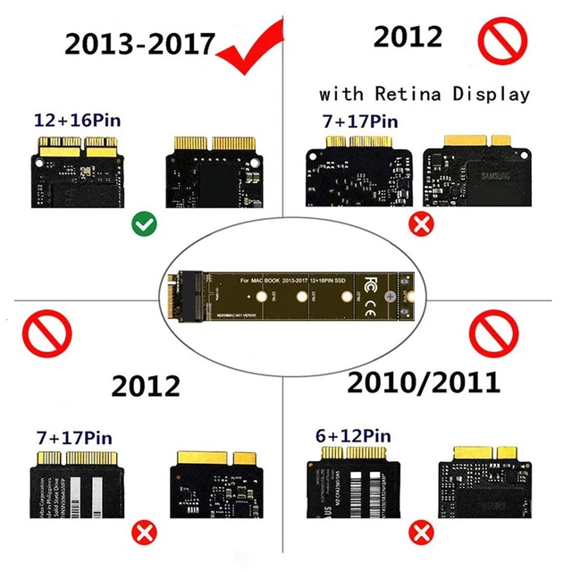 FOR SSD Converter for 2013 2014 2015 2017 A1465 A1466 12+6Pin SSD to ...