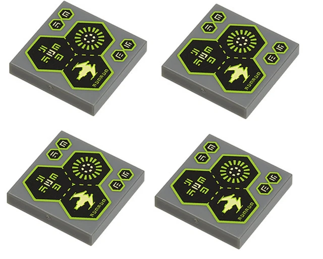 LEGO SPACE 4 Tiles 2x2 Tile Hexagons, Spaceship and Alien Pattern ...