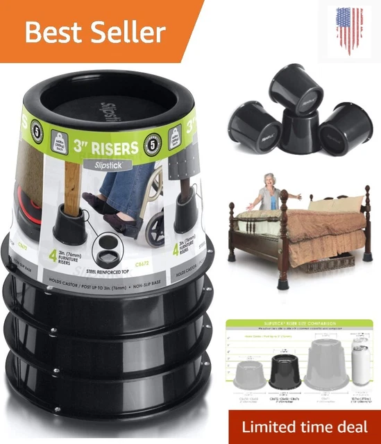 HEAVY-DUTY STACKABLE BED Risers - 4 Pack - Supports 2,640 lbs - 3 Inch ...