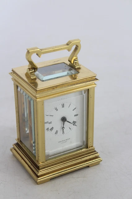 A VINTAGE TAYLOR & Bligh England Miniature French Brass Carriage Clock ...