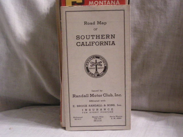 1930'S-40'S RANDALL MOTOR Club Road Map Of Southern California $6.50 ...