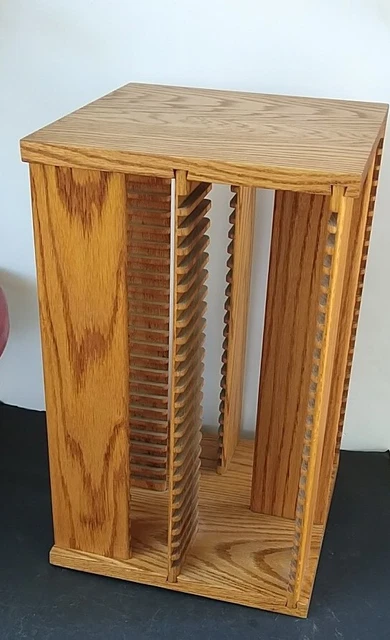 VINTAGE WOODCRAFTS BY Terry Revolving CD Carousel Storage Tower Holds ...