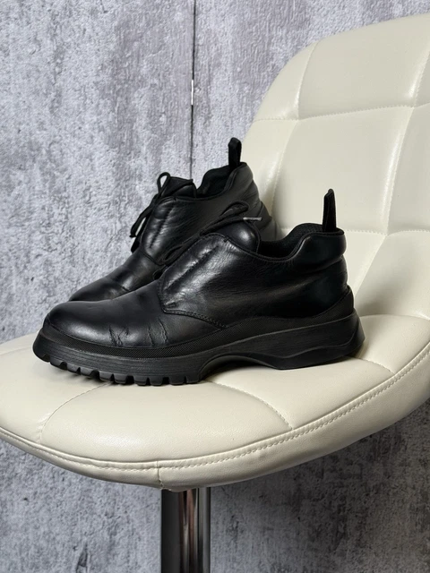 PRADA BLACK LEATHER Boots Men’s Lug Sole Shoes Made in Italy £123.65 ...