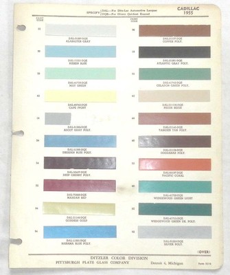 1955 CADILLAC PPG Color Paint Chip Chart All Models Originalgm EUR 9,67 ...