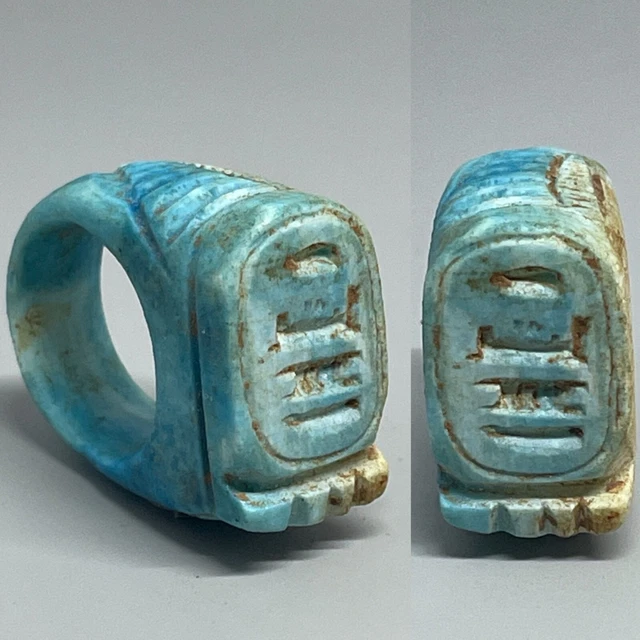 RARE ANCIENT EGYPTIAN Faience Ring with Hieroglyphics inscriptions 650 ...