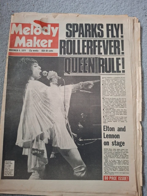 QUEEN MELODY MAKER FRONT COVER MAGAZINE 1974 Thin Lizzy Sweet Purple ...