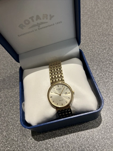 ROTARY ELITE SWISS Made Gold Plated Mens Watch Boxed And Papers £150.00 ...