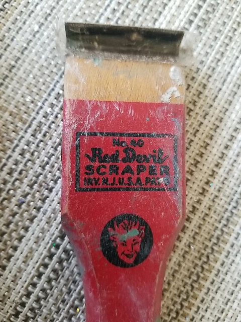 VINTAGE RED DEVIL Paint Scraper Set Lot of 2 Scrapers Wooden Handles $8 ...