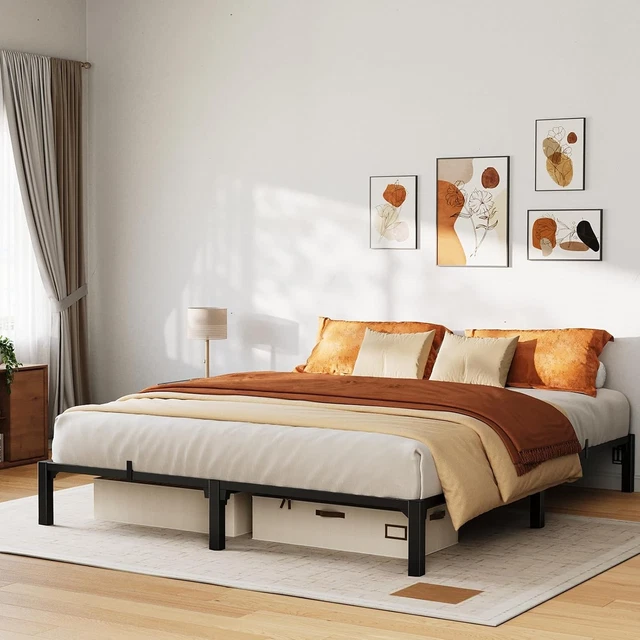 4FT6 METAL Solid Bed Frame Under-Bed Space for Guest Room Easy Assembly ...