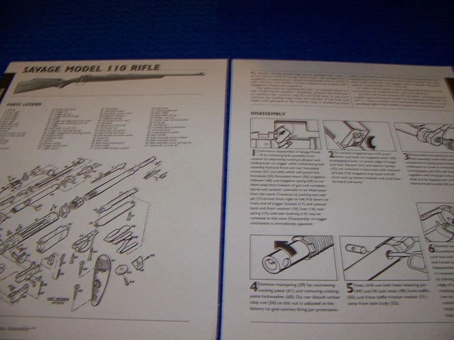 SAVAGE MODEL 110 Rifle (30-06/270)..Legend/Exploded View/Disassembly ...
