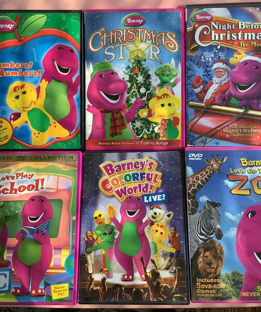 Barney Dvd Lot Of 6 Christmas Lets Play School Numbers Backyard Gang