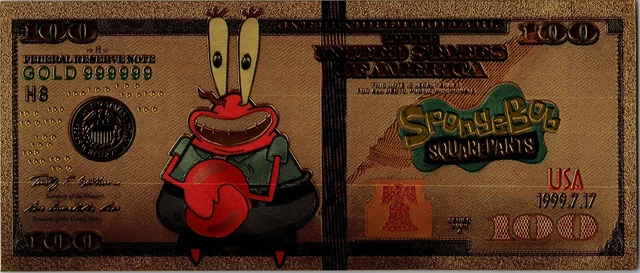 24K GOLD FOIL plated Mr. Krabs spongebob banknote £8.05 - PicClick UK