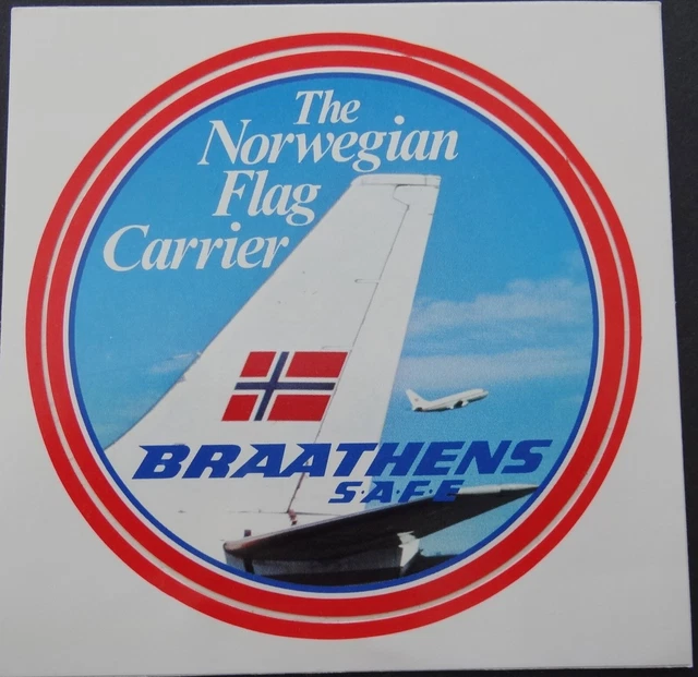 PROMOTIONAL STICKERS BRAATHENS Safe Norwegian Flag Carrier SAS Norge ...