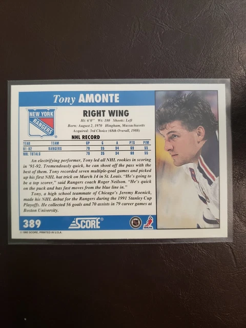 1992 TONY AMONTE Score Hockey New York Rangers EUR 2,22 - PicClick FR