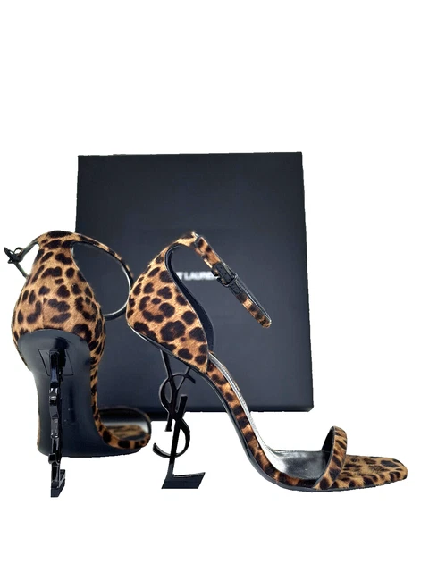 12 CM 42 YSL Yves Saint Laurent suede extrem leopard pumps sandals high ...