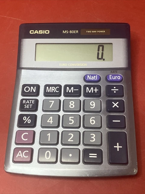 CASIO MS-80ER DESKTOP Solar Battery Euro Conversion Calculator 8 ...