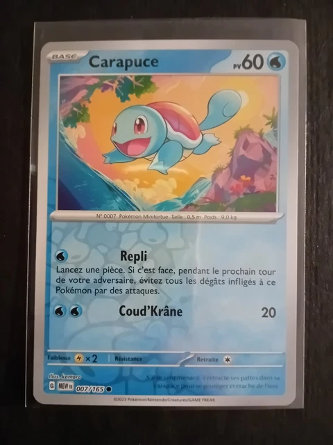 CARTE POKÉMON CARAPUCE Reverse 007/165 EV3.5 Mew 151 Neuf Mint vf fr ...