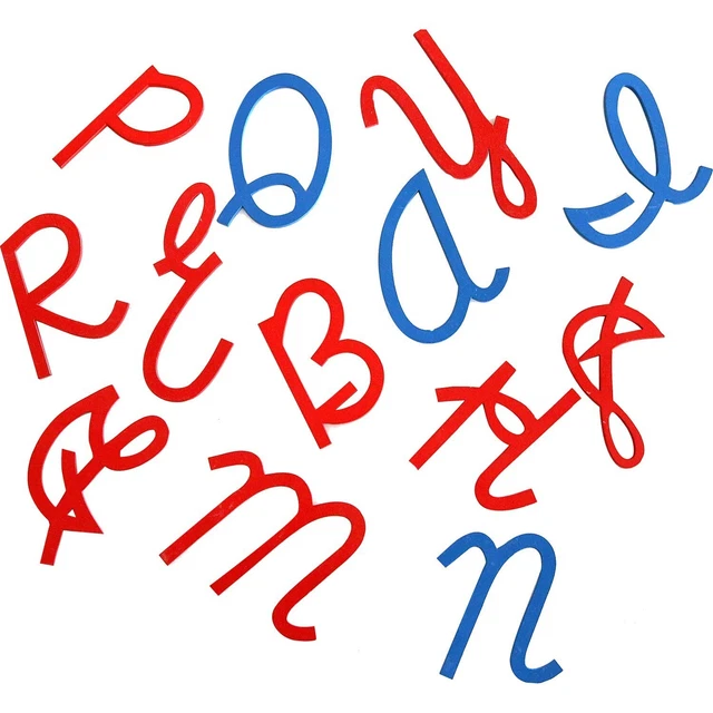 MONTESSORI MEDIUM MOVABLE Alphabet Letters (Capital, Cursive, Mix Blue ...