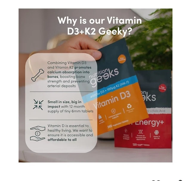 VITAMIN D3 4000 iu & Vitamin K2 MK7 100μg 365 Easy Swallow Vitamin D3 ...