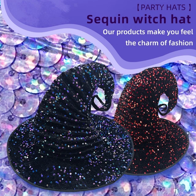 HALLOWEEN WITCH HAT Sorceress Hat Sequin Decoration Headwear for Women ...
