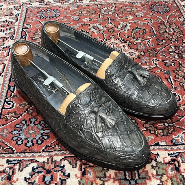 MAURI VINTAGE GRAY Genuine Crocodile Tasseled Loafer Slip On Shoes, Sz ...