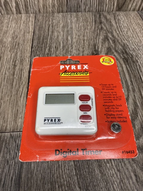 VINTAGE PYREX DIGITAL Timer 1998 White Model #16453 Original Package W ...