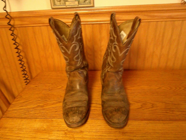 ICE DOUBLE H Work Western Cowboy Boots Brown Leather USA Men Sz 9.5 D ...