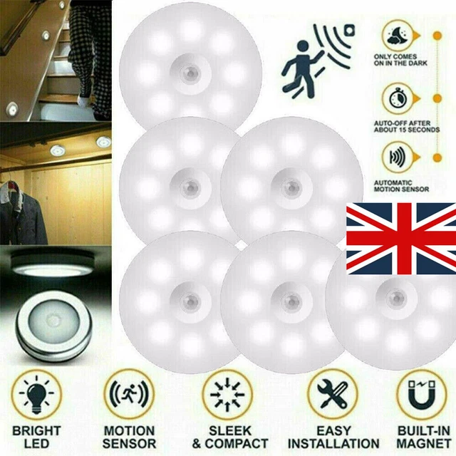 LED MOTION SENSOR Light Wireless PIR Cabinet Stair Lamp Magnetic Night ...