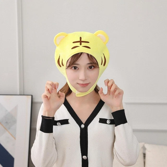TIGER HEADGEAR CUTE Short Plush Animal Costume Hat for Cold Weather ...