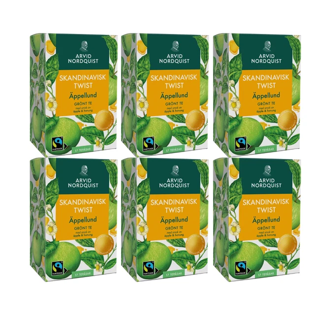6X ARVID NORDQUIST Green Tea Äppellund 17 Bags Apple Honey Fairtrade ...