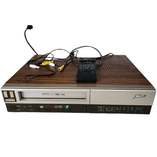 VINTAGE ZENITH VHS VCR Video Recorder Wood Grain Remote AC Cables Wirks ...