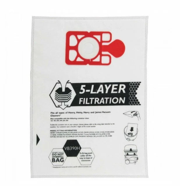 20 X BAGS For Numatic Henry Hetty James Filter FLO Vacuum Cleaner ...