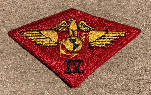 WW2 VINTAGE 4TH IV MAW US Marine Corps Air Wing Patch USMC Cut Edge ...
